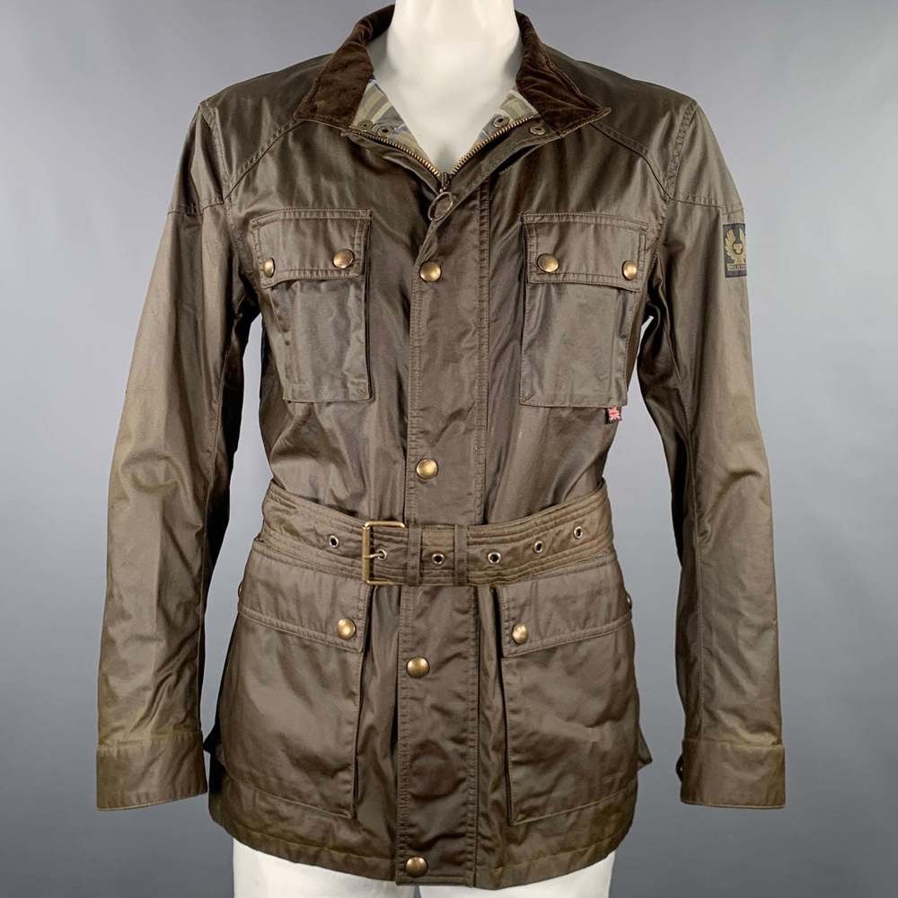 Belstaff -Trialmaster- Olive Waxed Cotton Belted Jack… - Gem
